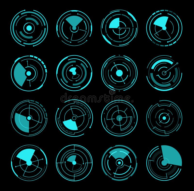 HUD Interface Round Radars, Futuristic Game UI Stock Vector ...