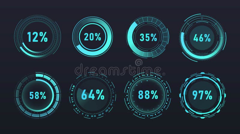 Hud loading bars set stock vector. Illustration of modern - 258351133