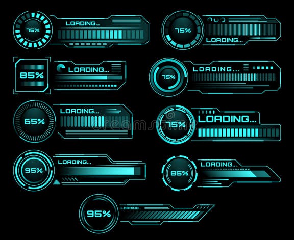 HUD Loading Progress Bars, Sci Fi Vector Interface Stock Vector ...