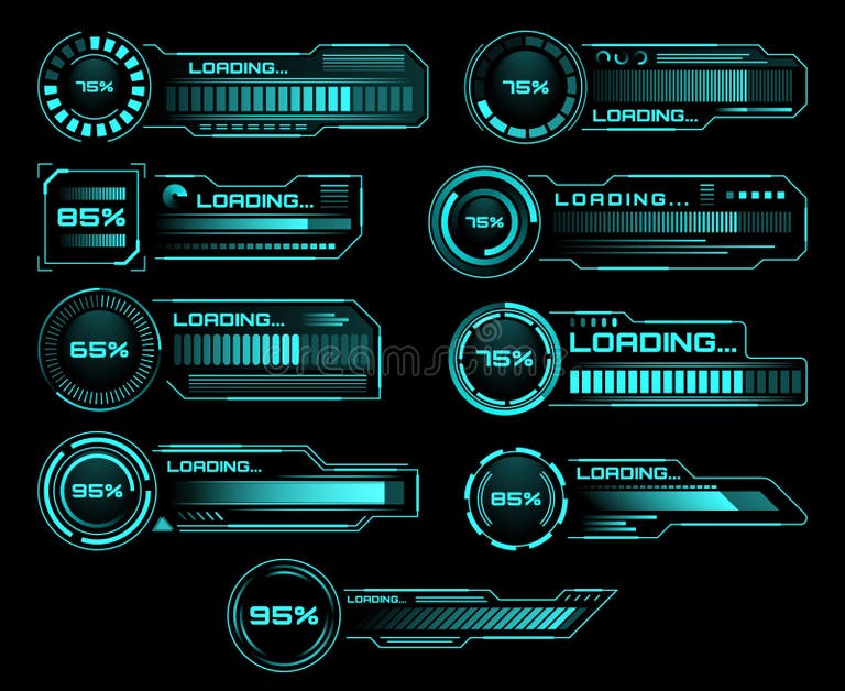 HUD Loading Progress Bars, Sci Fi Vector Interface Stock Vector ...