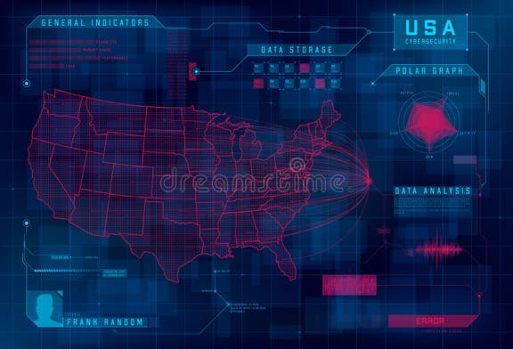 HUD Map of the USA. Set of HUD Callout Design Elements Stock Vector ...