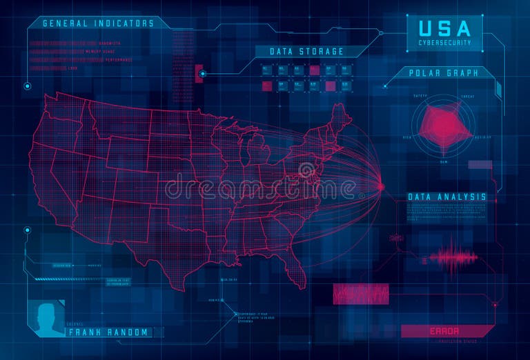 HUD Map of the USA. Set of HUD Callout Design Elements Stock Vector ...