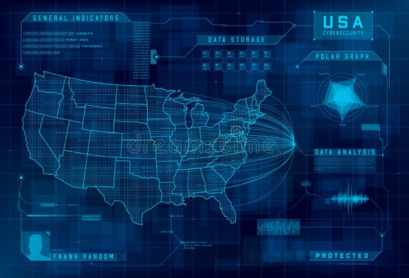 HUD Map of the USA. Set of HUD Callout Design Elements Stock Vector ...