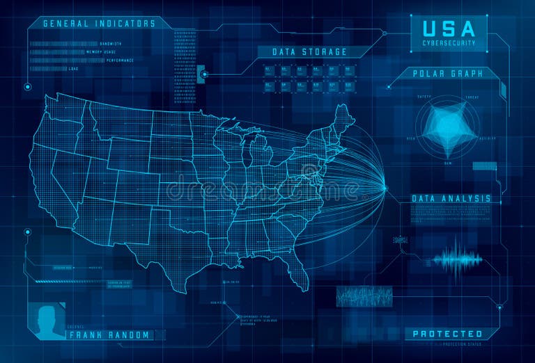 HUD Map of the USA. Set of HUD Callout Design Elements Stock Vector ...