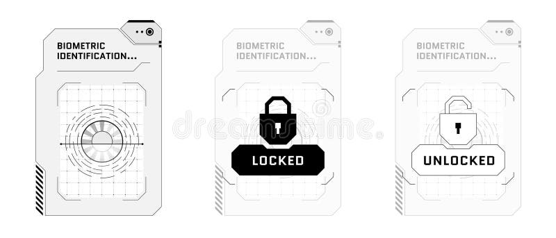 HUD Retinal Recognition Biometric ID Scan System Concept Set. User Eye ...