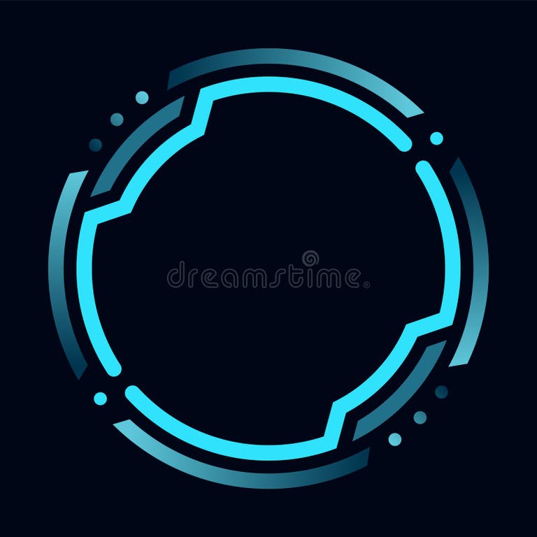 Hud Round Frame or Border, Sci Fi Circular Neon Element for Digital Ui ...