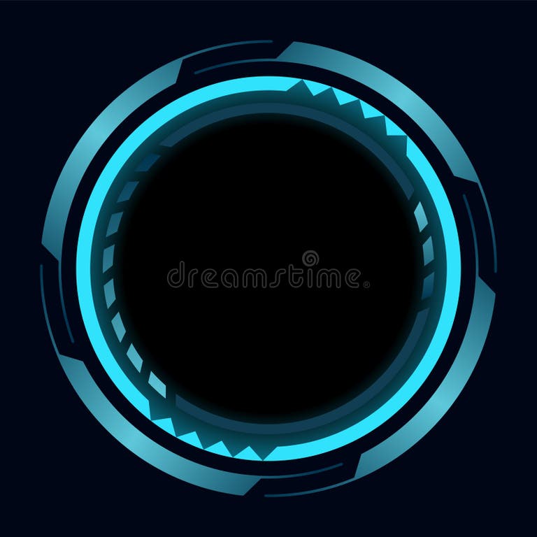 Hud Round Frame or Border, Sci Fi Circular Neon Element for Digital Ui ...