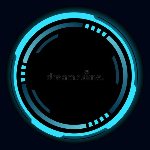 Hud Round Frame or Border, Sci Fi Circular Neon Element for Digital Ui ...