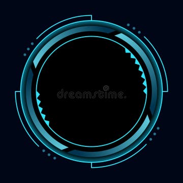 Hud Round Frame or Border, Sci Fi Circular Neon Element for Digital Ui ...