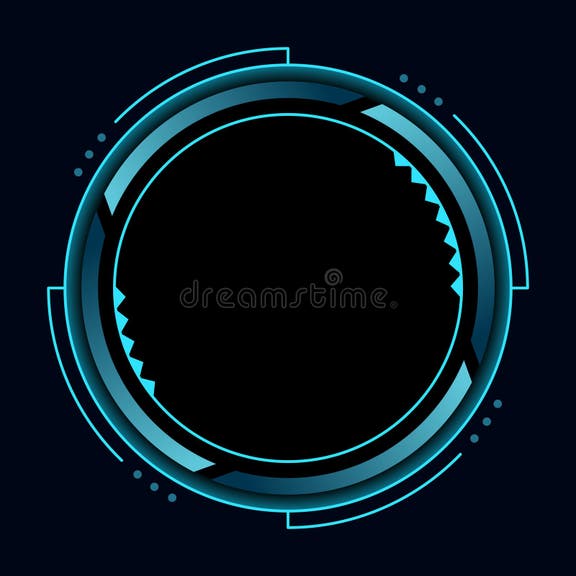 Hud Round Frame or Border, Sci Fi Circular Neon Element for Digital Ui ...