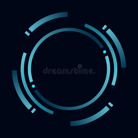 Hud Round Frame or Border, Sci Fi Circular Neon Element for Digital Ui ...