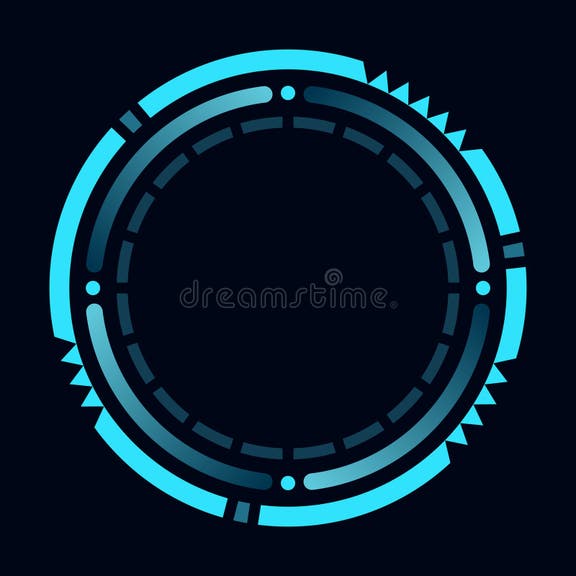 Hud Round Frame or Border, Sci Fi Circular Neon Element for Digital Ui ...
