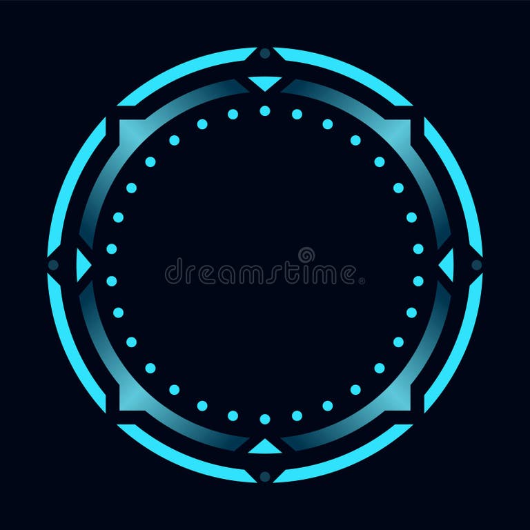 Hud Round Frame or Border, Sci Fi Circular Neon Element for Digital Ui ...