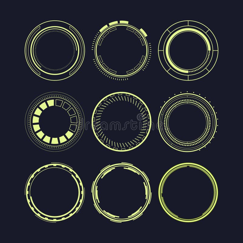 Hud Round Frame Set Cartoon Vector Illustration Stock Vector ...