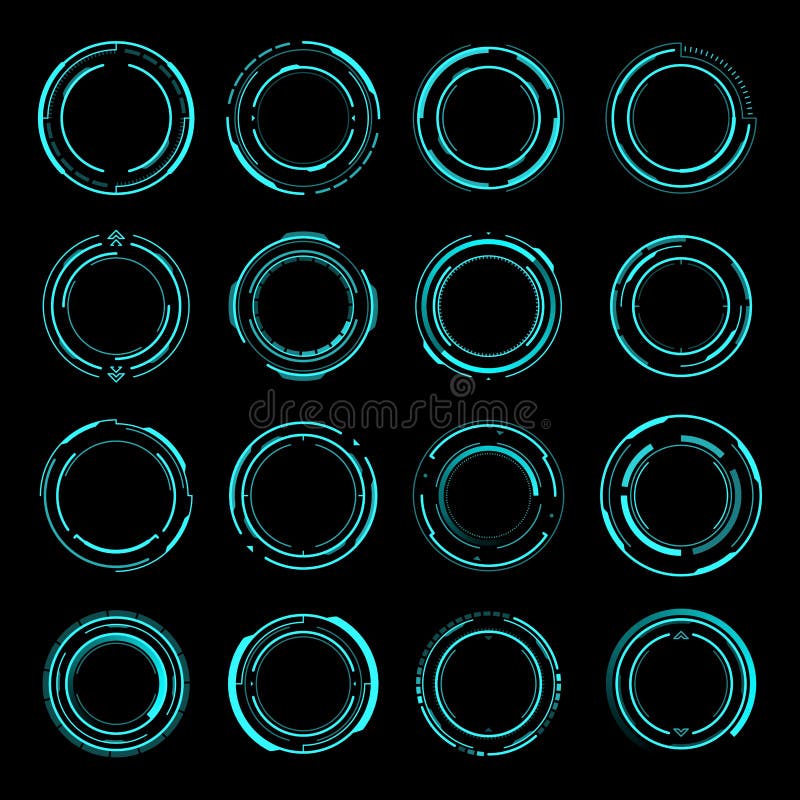 HUD Round Frames or Borders Vector Sci Fi Elements Stock Vector - Illustration of frame, circle ...