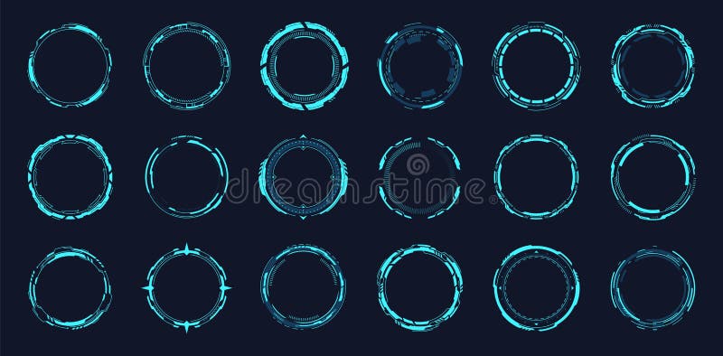 Hud Round Frames. Futuristic Circle Portal in Abstract Space, Techno ...