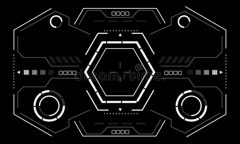 HUD Sci-fi Hexagon Interface Screen View White Hexagon Geometric Design ...