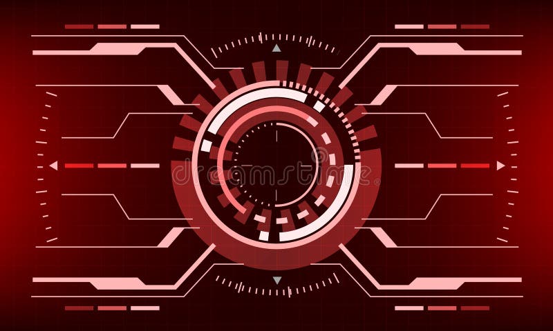 HUD Sci-fi Interface Screen View Geometric on Red Design Virtual ...