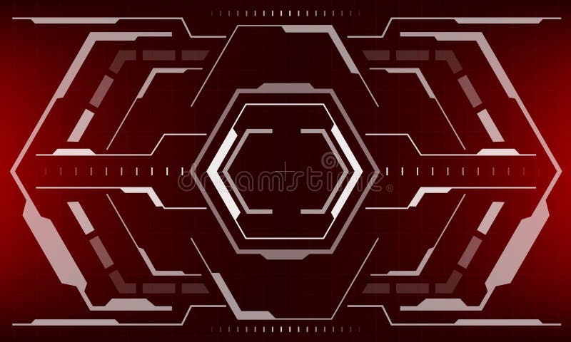 HUD Sci-fi Interface Screen View Hexagon Geometric on Red Design ...