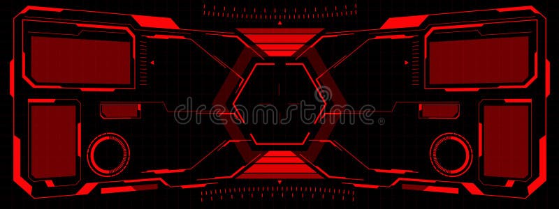 HUD Sci-fi Interface Screen View Red Circular Geometric Design Virtual ...