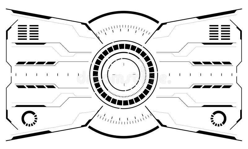 HUD Sci-fi Interface Screen View White Circular Geometric Design ...