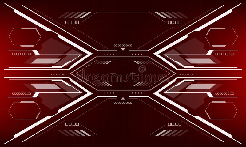 HUD Sci-fi Interface Screen View White Geometric on Red Design Virtual ...