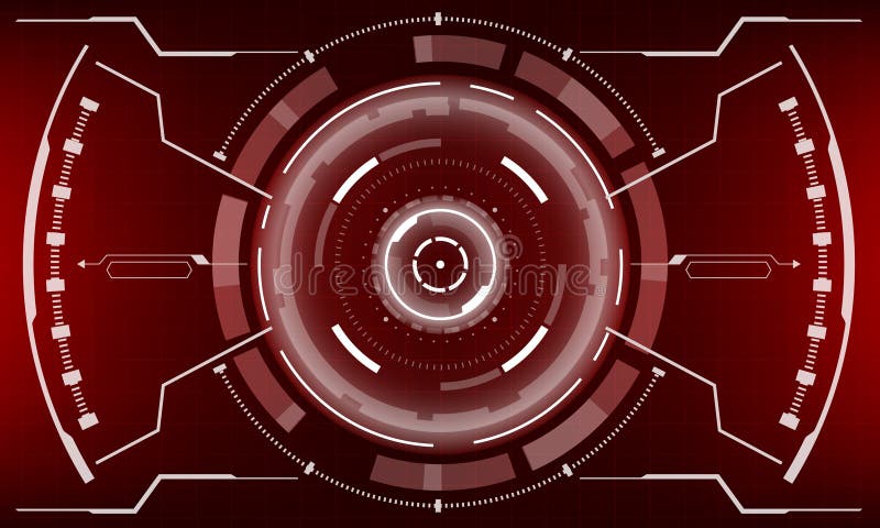 HUD Sci-fi Interface Screen View White Geometric on Red Design Virtual ...