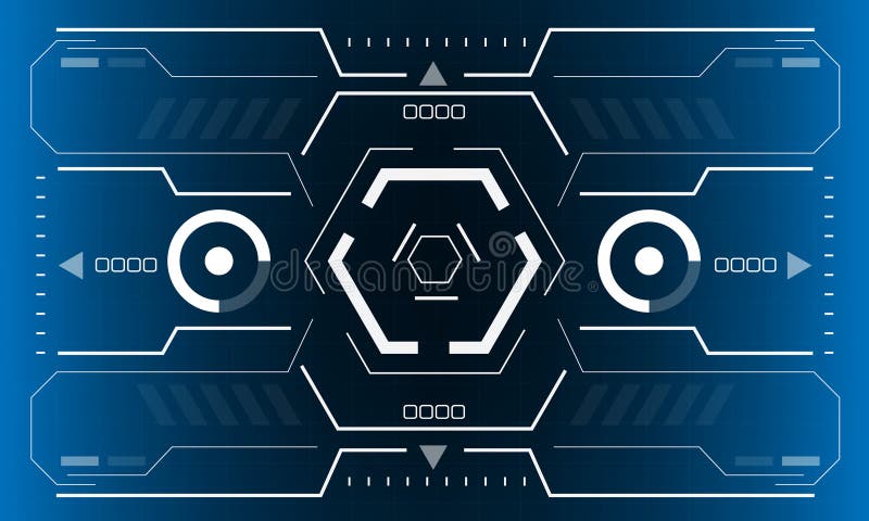 HUD Sci-fi Interface Screen View White Hexagon Geometric Design Virtual Reality Futuristic ...