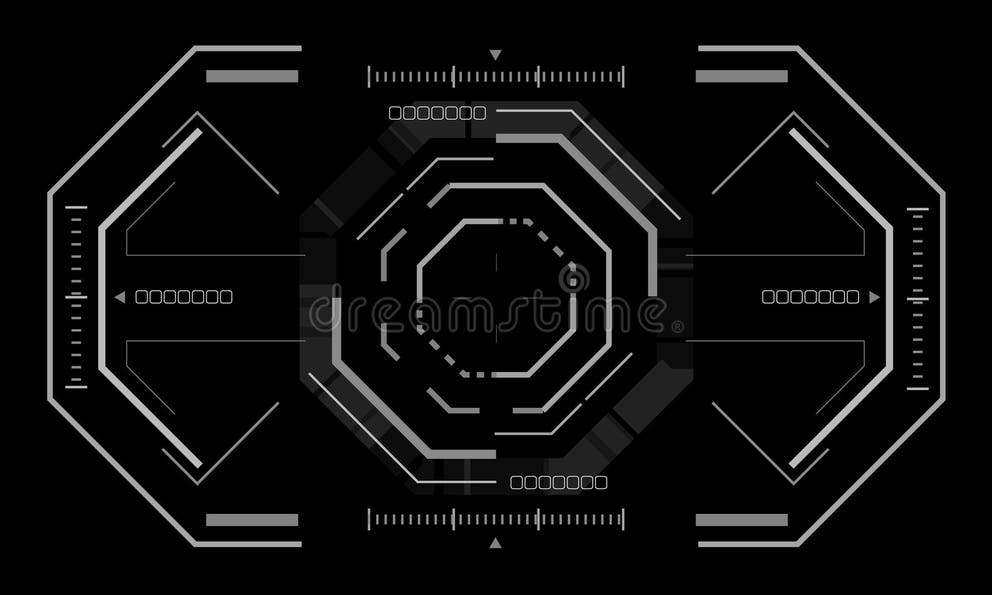 HUD Sci-fi Octagon Interface Screen View White Geometric Design Virtual ...