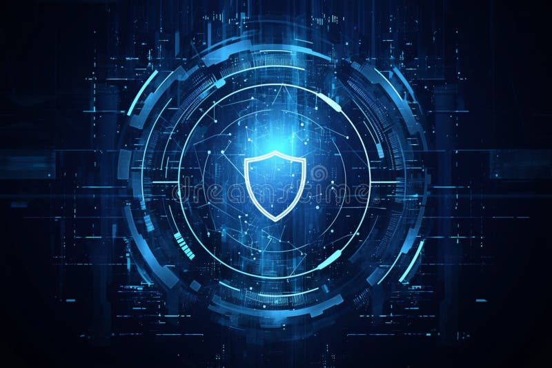 HUD and Shield Icon Symbolize Cyber Security, Data Protection Stock ...