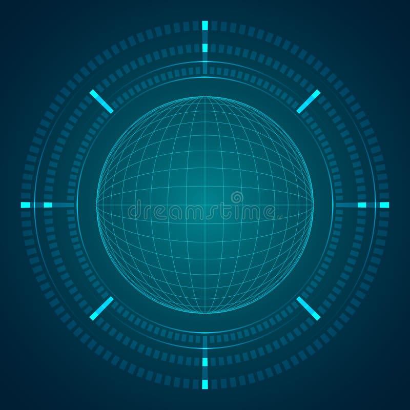 HUD Global Radar Sphere Grid and Degree Indicator Dashboard Interface ...