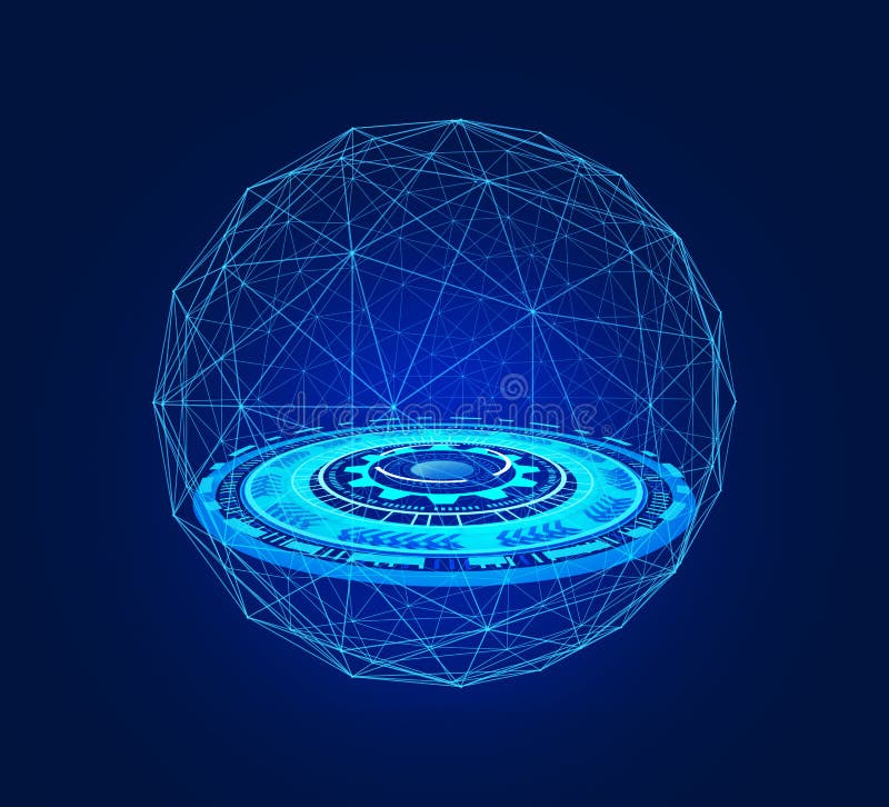 HUD in Sphere Shape with Network Connection Lines in Technology Stock ...