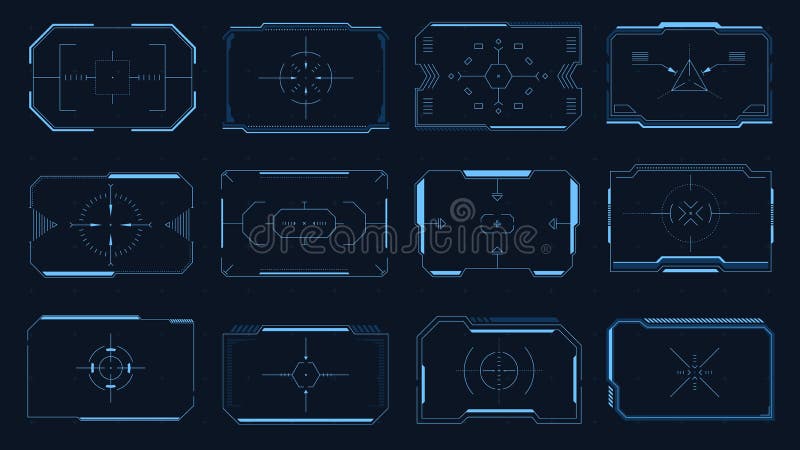 HUD Target. Futuristic Game Interface Framing for Target Focus, Lock ...