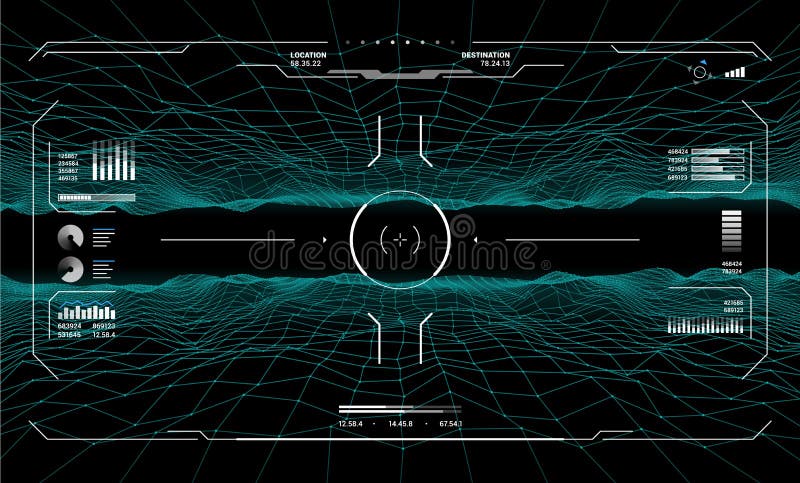 HUD Target Aim Controls, Screen Interface Stock Vector - Illustration ...