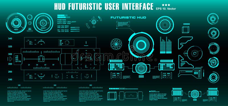 HUD Target Set Green Futuristic User Interface. Dashboard Display ...