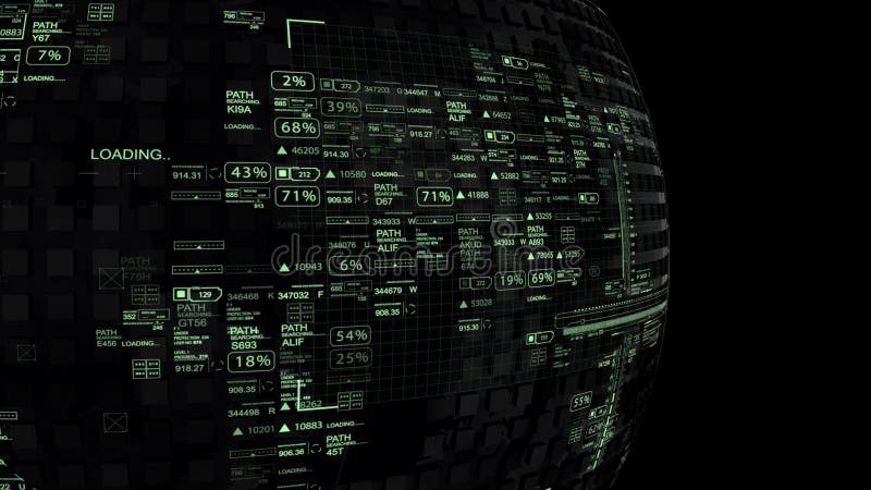 HUD Technological Background.Globe Map and Digital Data Code. Stock ...