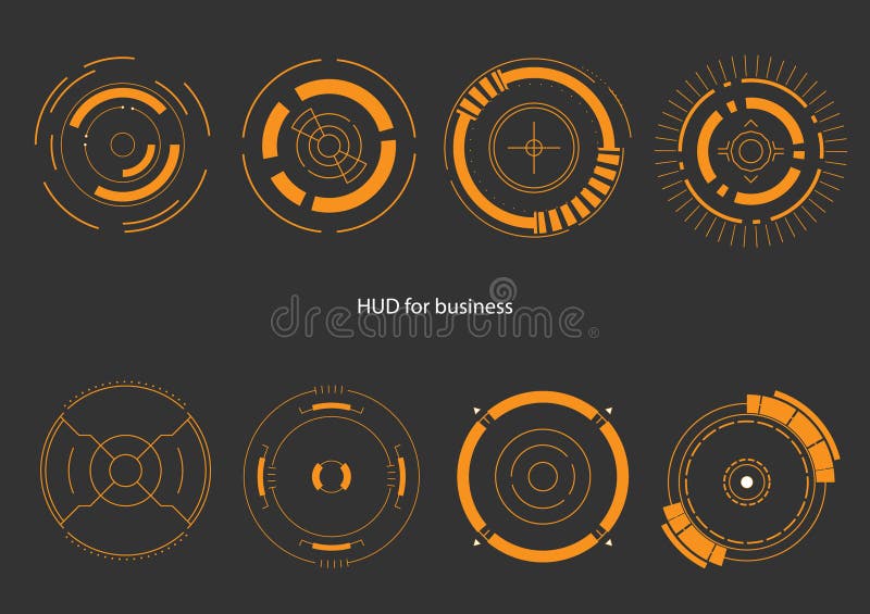 HUD UI for Business Set. Futuristic User Interface Stock Vector, HUD Round Frames Aim Control ...