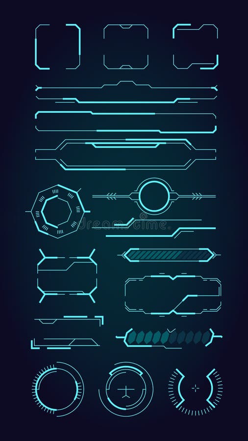 Sci Fi Ui. Hud Web Futuristic Elements Modern Space Game Signs Callouts Digital Dividers Frames ...