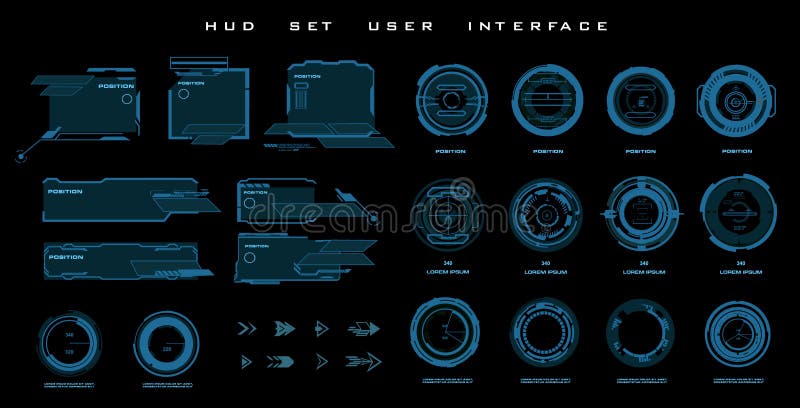 Game Futuristic User Interface HUD. Windows and Frames with Cyber-style Work Panels for Games ...