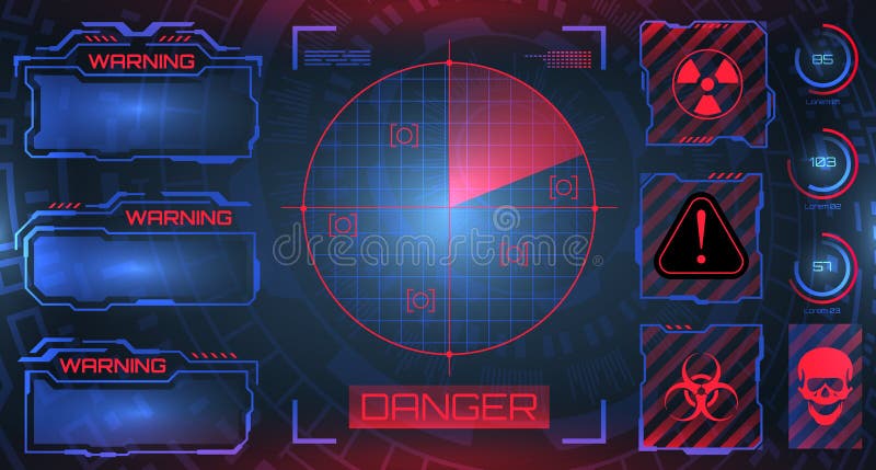 HUD, UI, GUI Futuristic Frames User Interface. Warning, Danger Elements ...