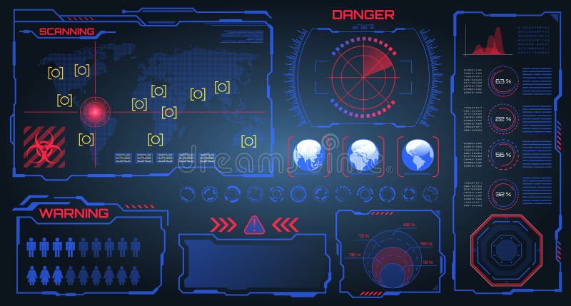 HUD, UI, GUI Futuristic Frames User Interface. Warning, Danger Elements Stock Illustration ...