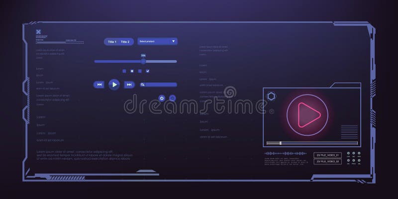 HUD UI Screen for Media App. Futuristic Media Player with Elements of ...