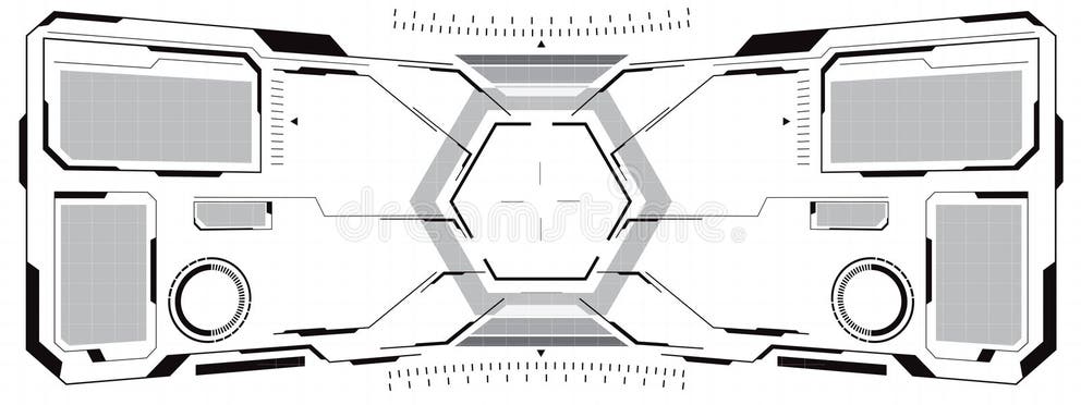 HUD White Sci-fi Interface Screen View Grey Geometric Design Virtual ...