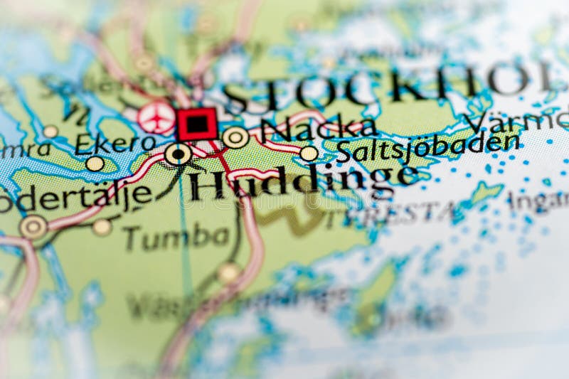 Huddinge, Sweden Highlighted on a World Map Stock Photo - Image of area ...