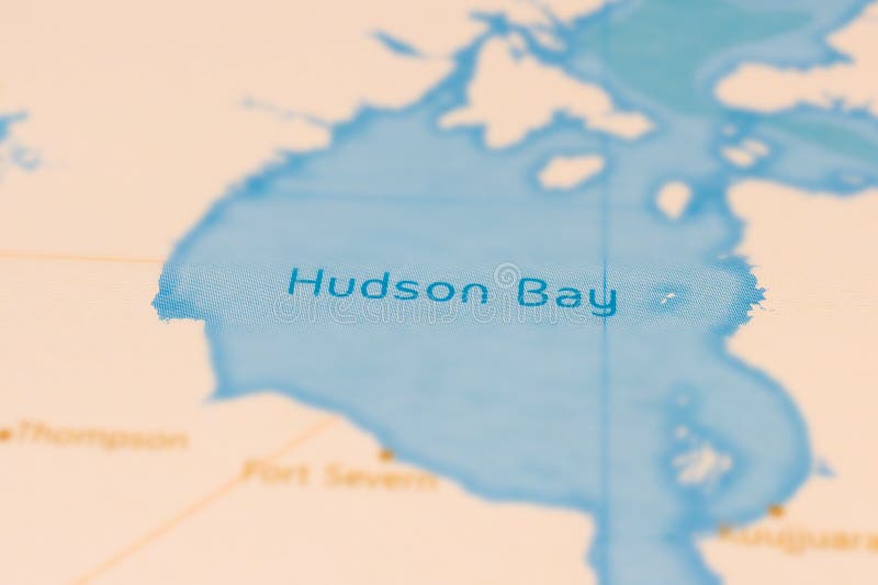 Hudson Bay in Focus on a Tilted World Map. Stock Illustration ...