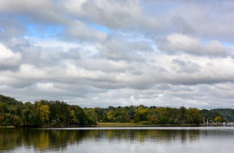 The Hudson River in Early Fall Seen from Coxsackie, New York Stock ...
