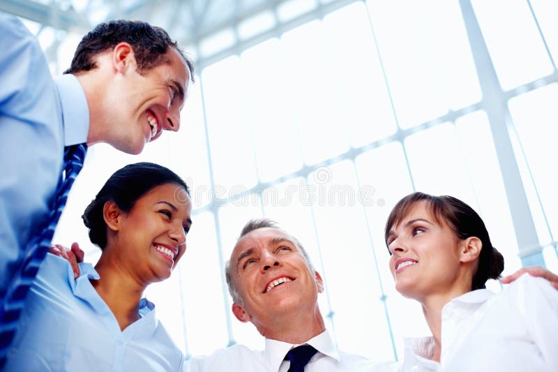 Hug, Business People and Teamwork with Support, Smile and Conversation ...