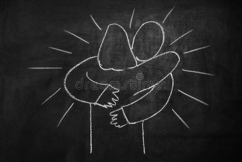 Hug Concept. Drawing on a Chalkboard Stock Image - Image of pose, male ...