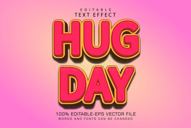Hug Day Editable Text Effect 3 Dimension Emboss Cartoon Style Stock ...