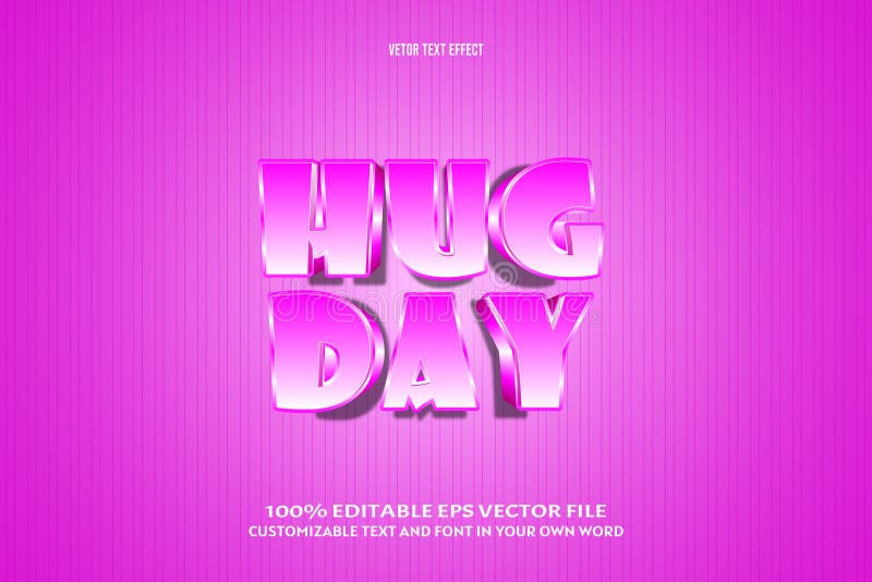 Hug Day Editable Text Effect 3 Dimension Emboss Comic Style Purple ...